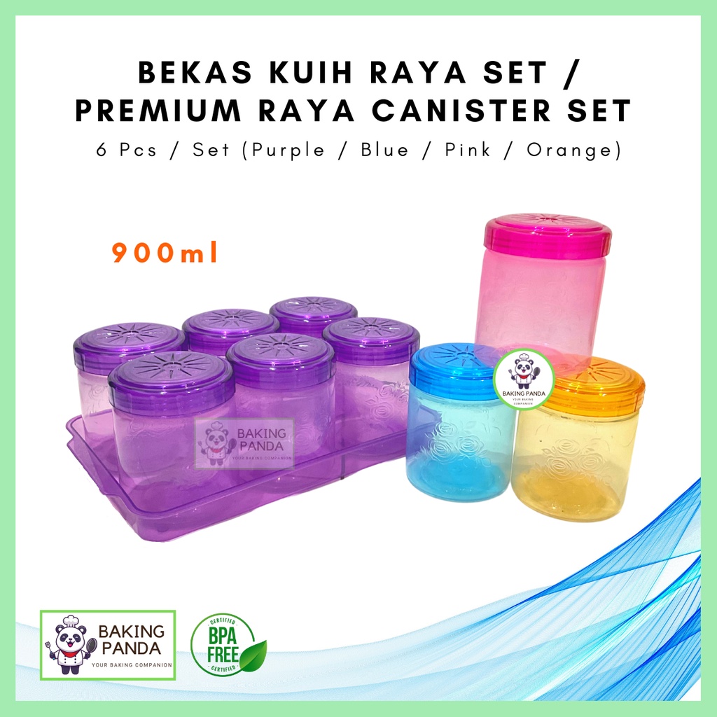 BakingPanda 6pcs Bekas Kuih Raya Set / Cookies Container Set / Bekas ...