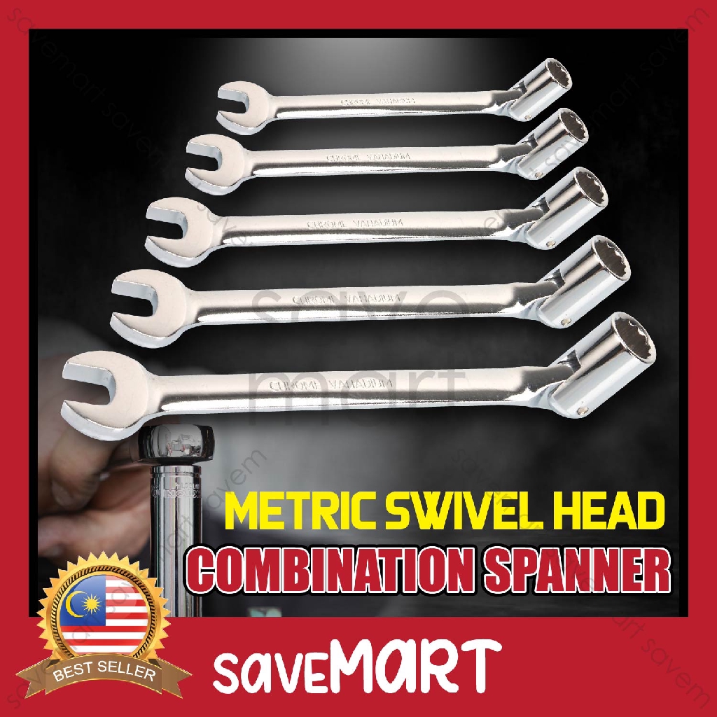 Metric Swivel Double Head Combination Spanner Wrench Ratchet Repair ...