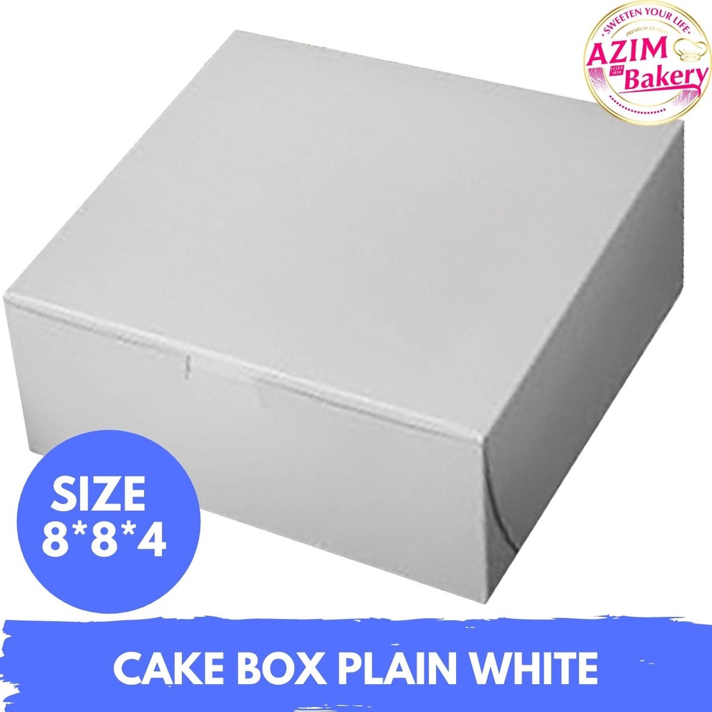 Cake Box Plain White 8x8x4 (50pcs) Kotak Kek Putih | Kotak Kek | Cake ...