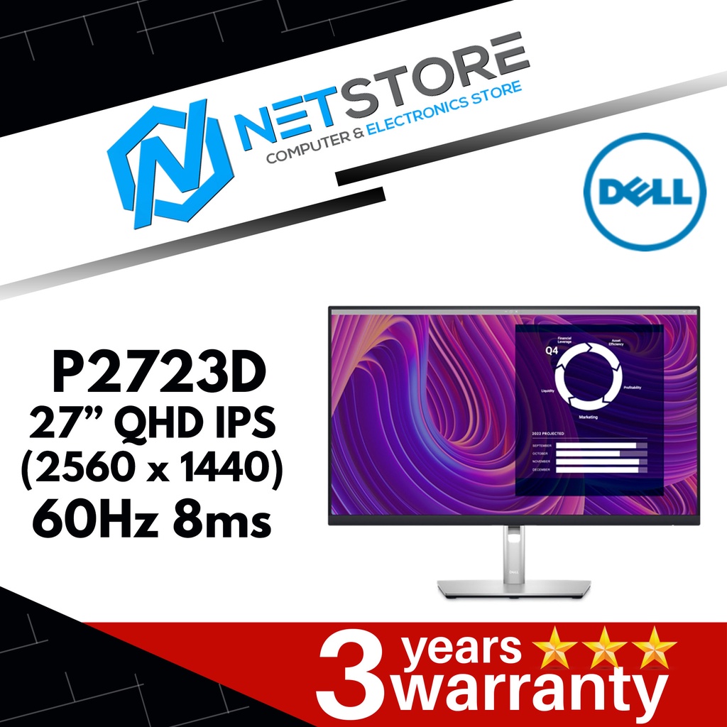 DELL P2723D 27” QHD IPS (2560 x 1440) 60Hz 8ms MONITOR | Shopee Malaysia