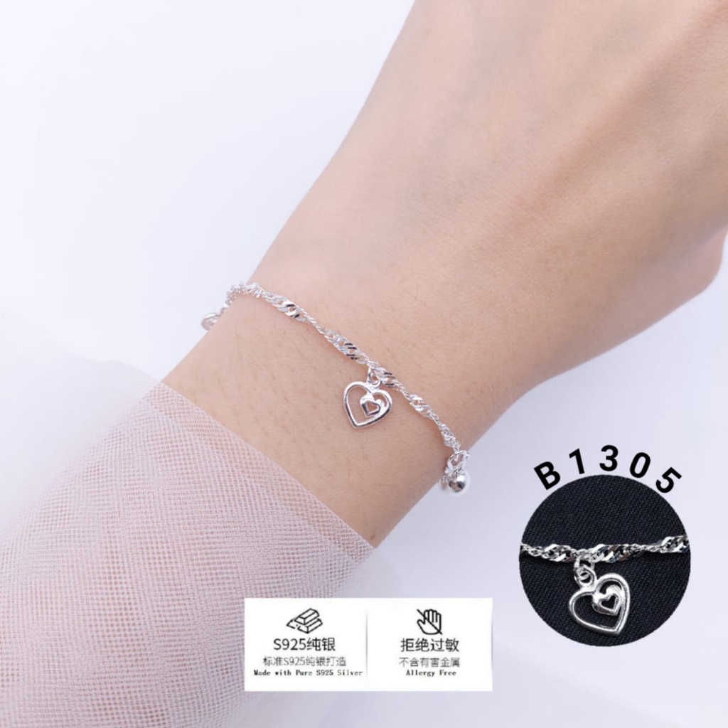 READY STOCK💥(DEWASA/ADULT)s925 pure silver bracelet/s925 perak tulen ...