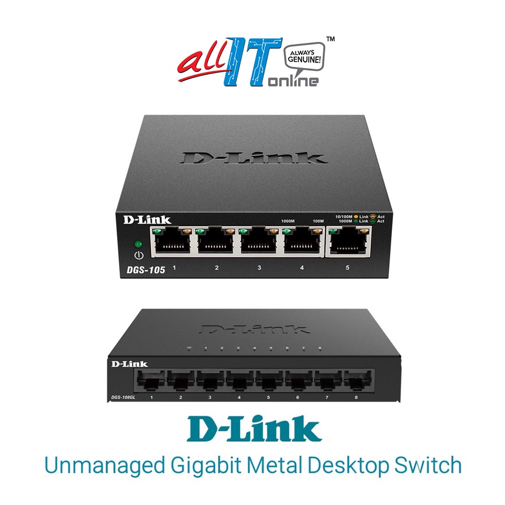 D-Link Unmanaged Gigabit Metal Desktop Switch DGS-105GL/DGS-108GL ...