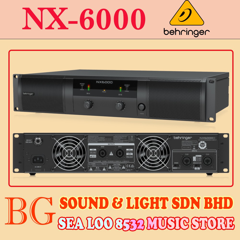 BEHRINGER NX6000 / NX-6000 ULTRA-LIGHTWEIGHT 2X1600W CLASS D POWER ...