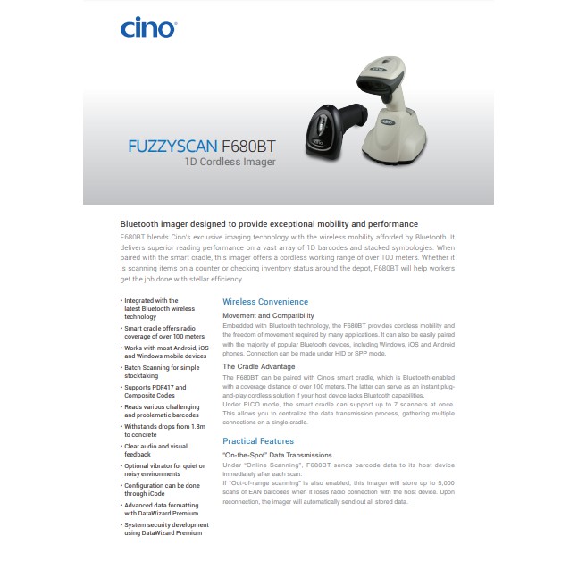 CINO F680BT Fuzzy Scanner (BLACK) | Shopee Malaysia