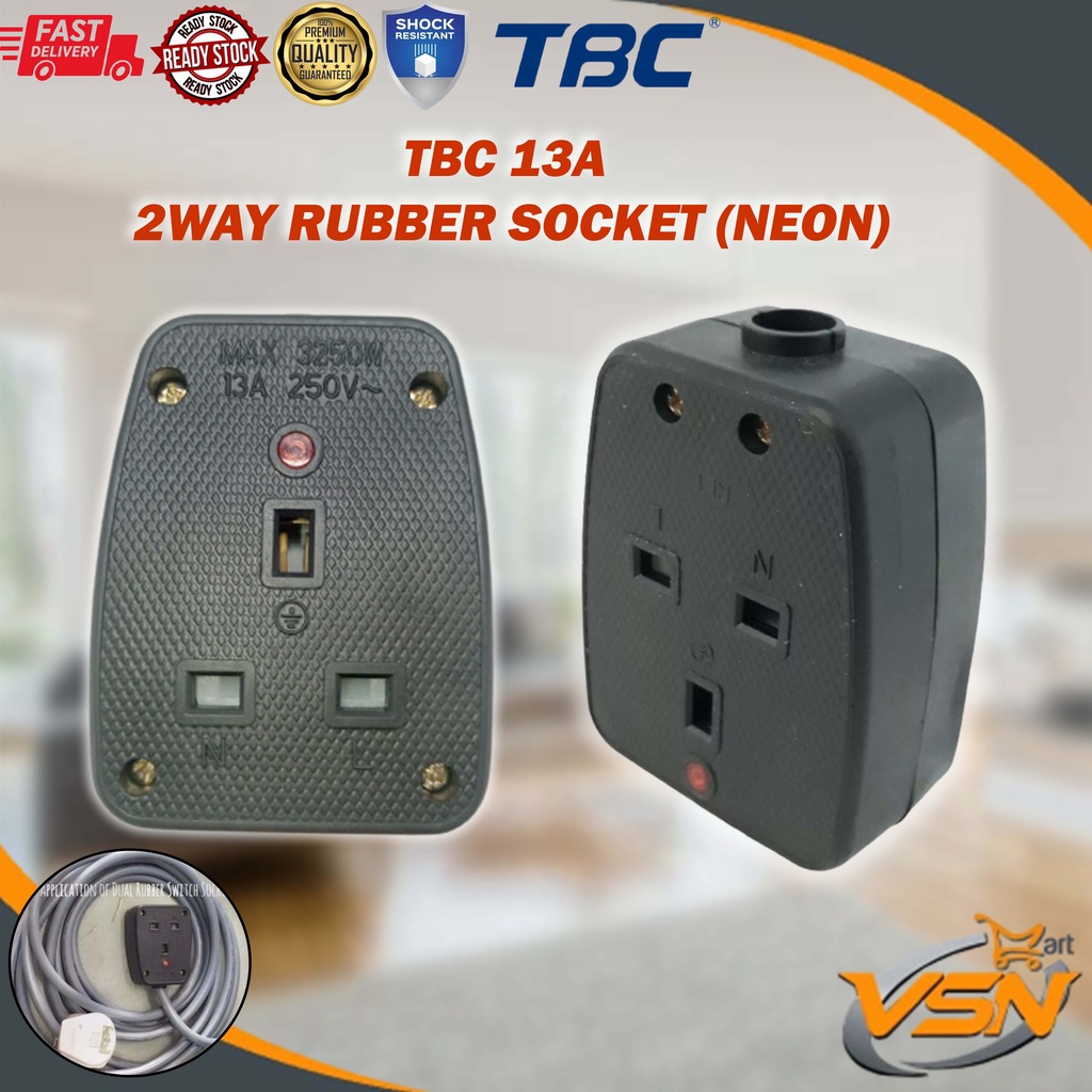 TBC HEAVY DUTY ANTI BREAK 5113L 13A Double Sided 2WAY RUBBER SOCKET ...