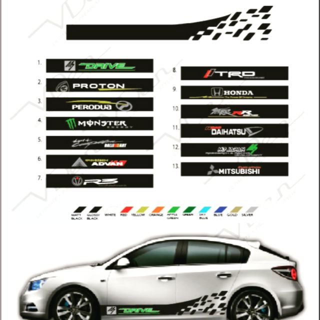 HONDA TOYOTA PROTON TRD R3 BODY STICKER | Shopee Malaysia