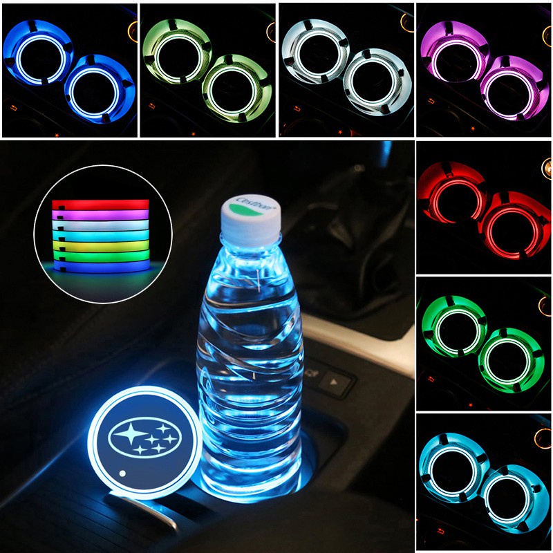 Subaru 7 Colors LED Car Cup Mat Glow Coaster Pad For Impreza wrx sti ...