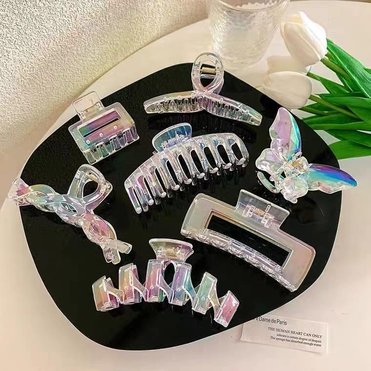 Korean Style New Female Large Hair Clip Shiny Cute Hair Pin Rainbow