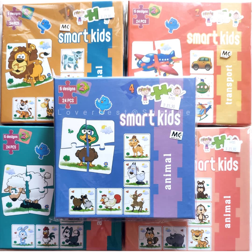 Smart Kids Puzzles 24 Pcs 6 Puzzle In 1 Box - Animal Transport 儿童动物拼图 ...