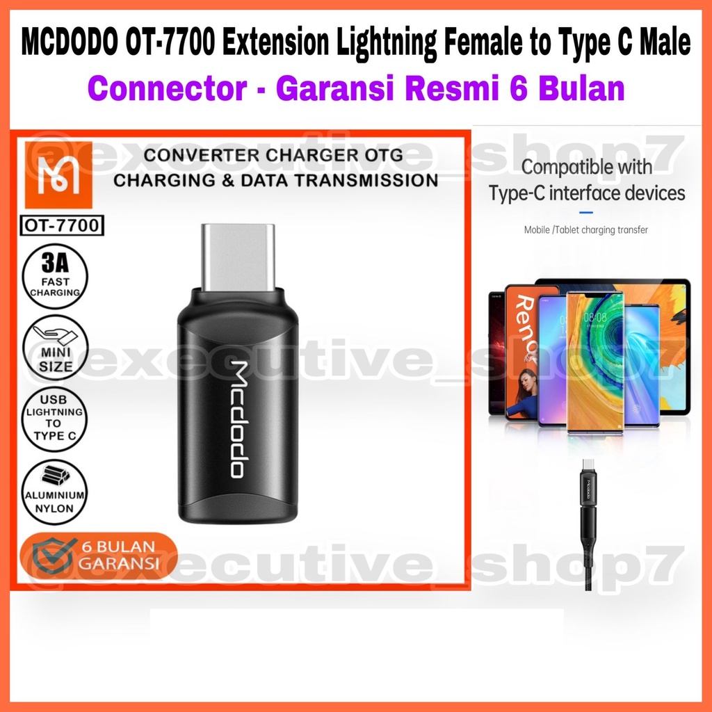 Mcdodo OT-7700 Extension Lightning Female to Type C Male - Connector ...