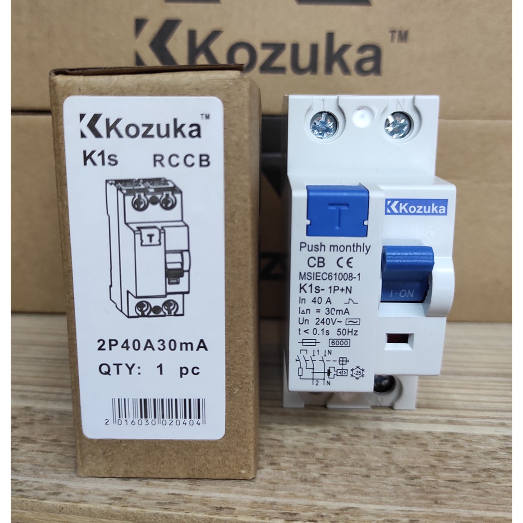 KOZUKA 2P RCCB / ELCB RESIDUAL CURRENT CIRCUIT BREAKER 25A 40A 63A / 10mA 30mA 100mA 2 Pole K1s ...
