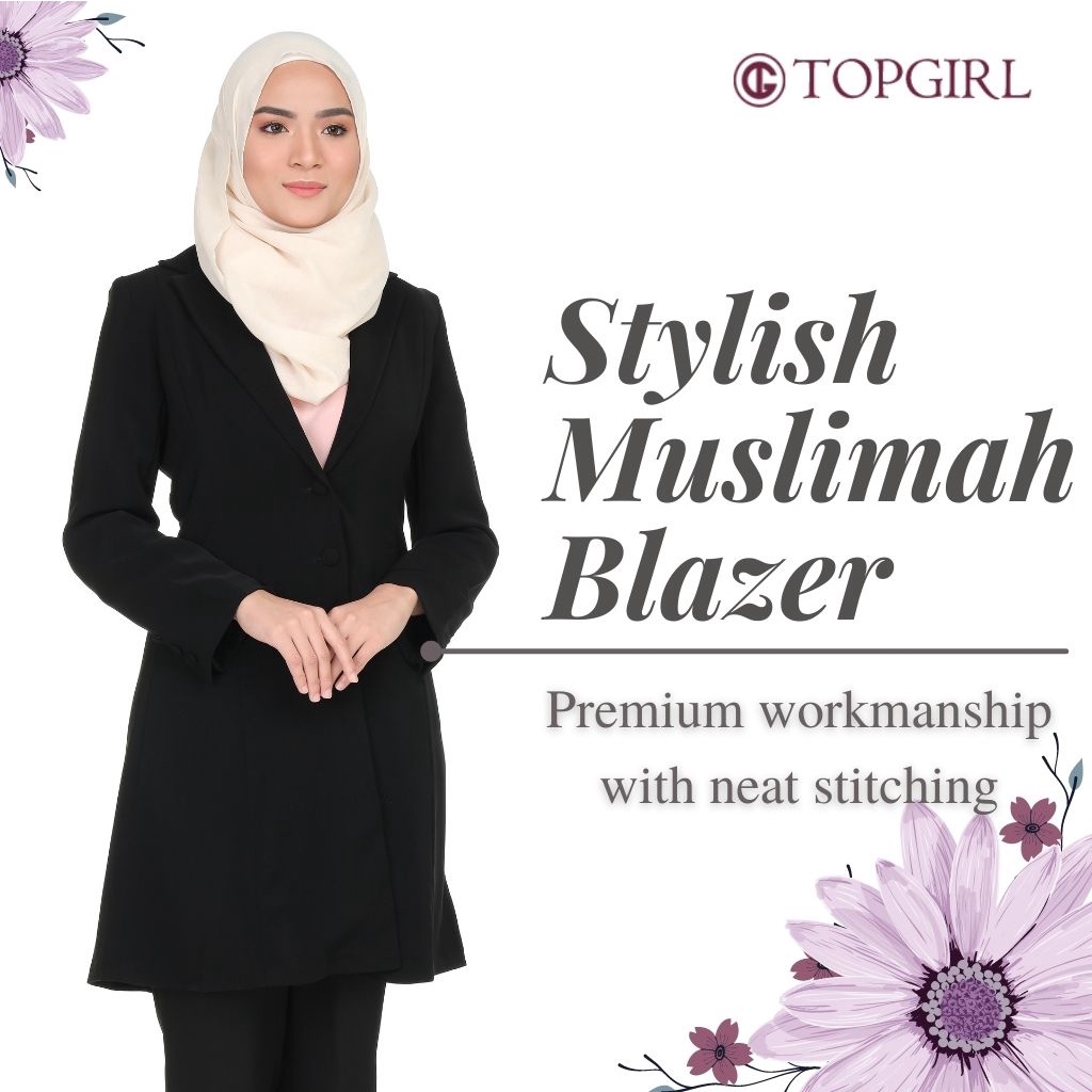 TOPGIRL Premium Blazer Labuh / Long Blazer / Blazer Labuh Muslimah ...