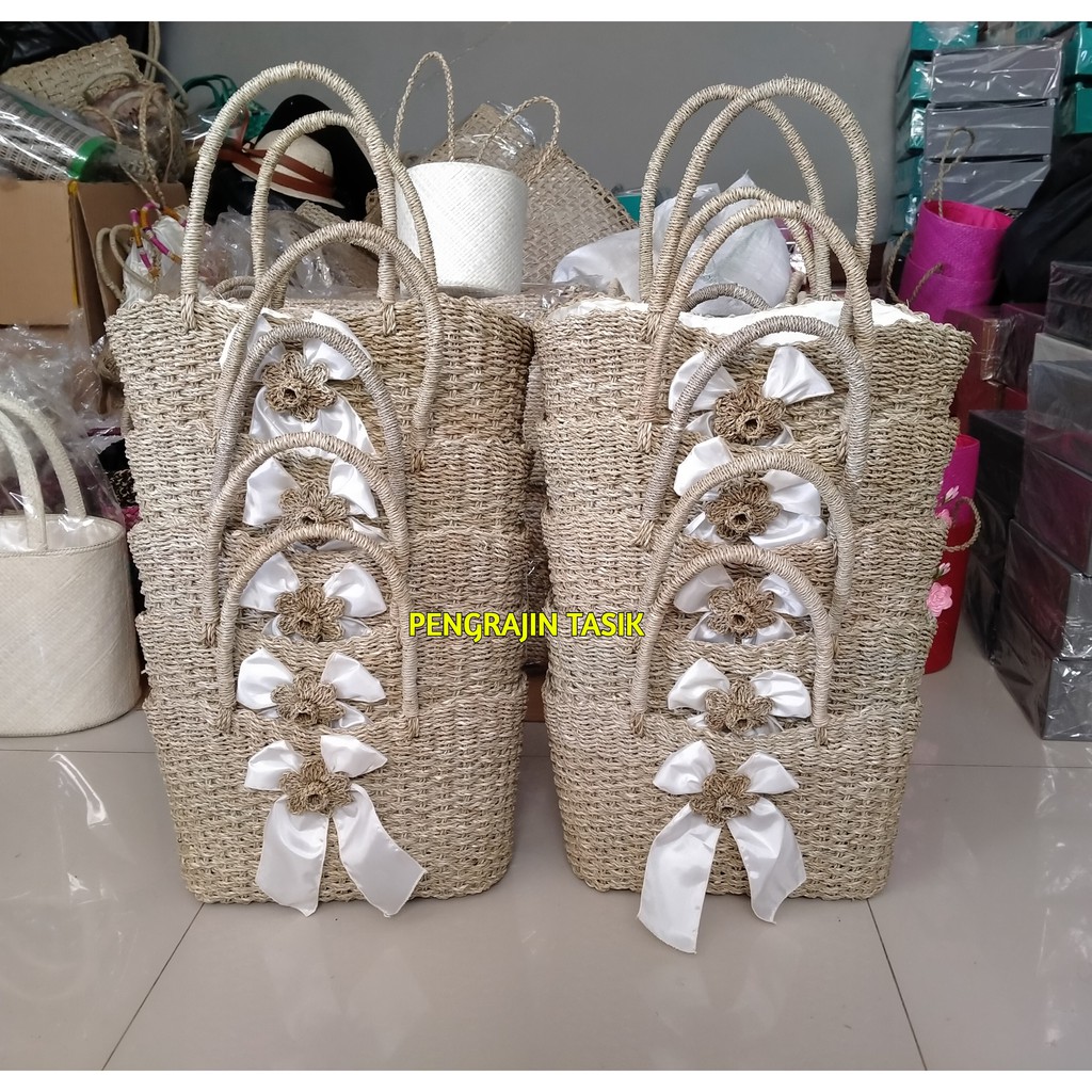 Pandan Woven Bag, Pandan Bag, Pandan Bag, Wrapped In Wave Model, Ribbon ...
