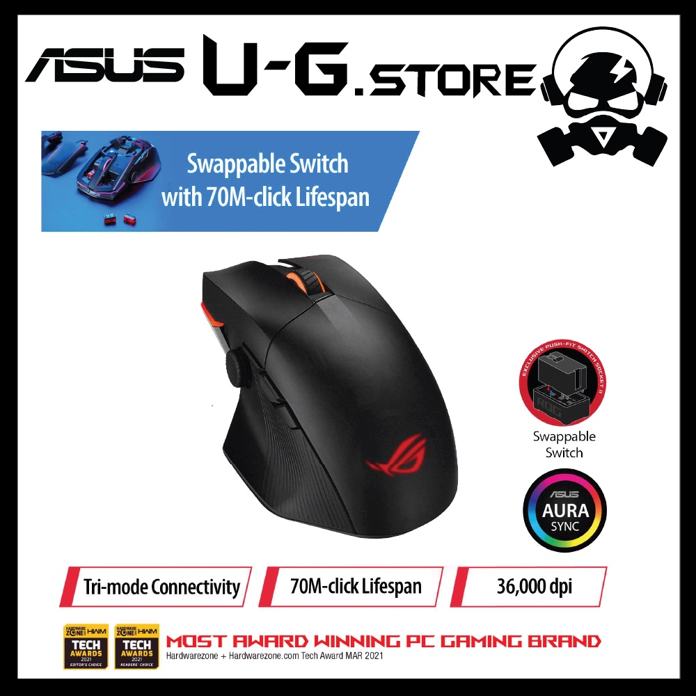 ASUS ROG Gaming Mouse Chakram X with next-gen 36,000 dpi ROG AimPoint ...