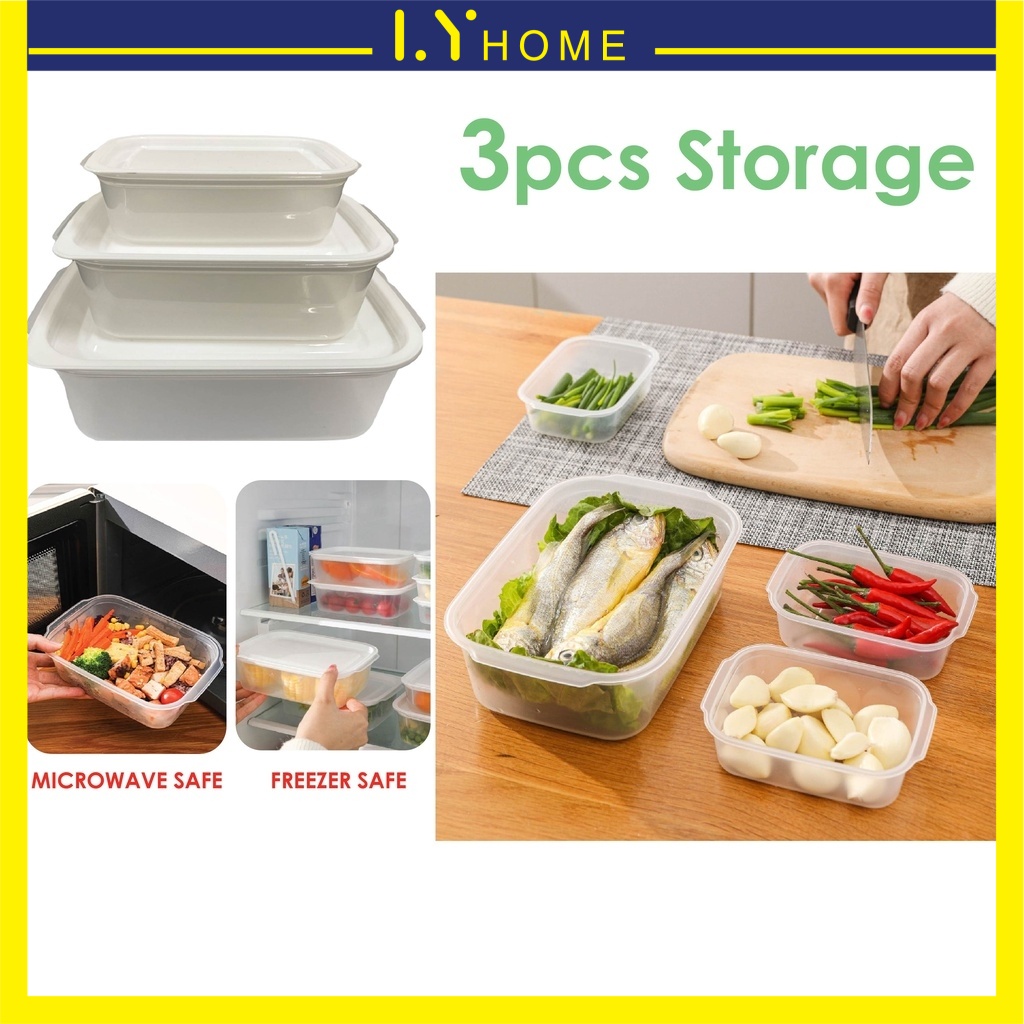 3PCS SET Transparent Vegetable Meat Food Container Box Bekas Makanan ...