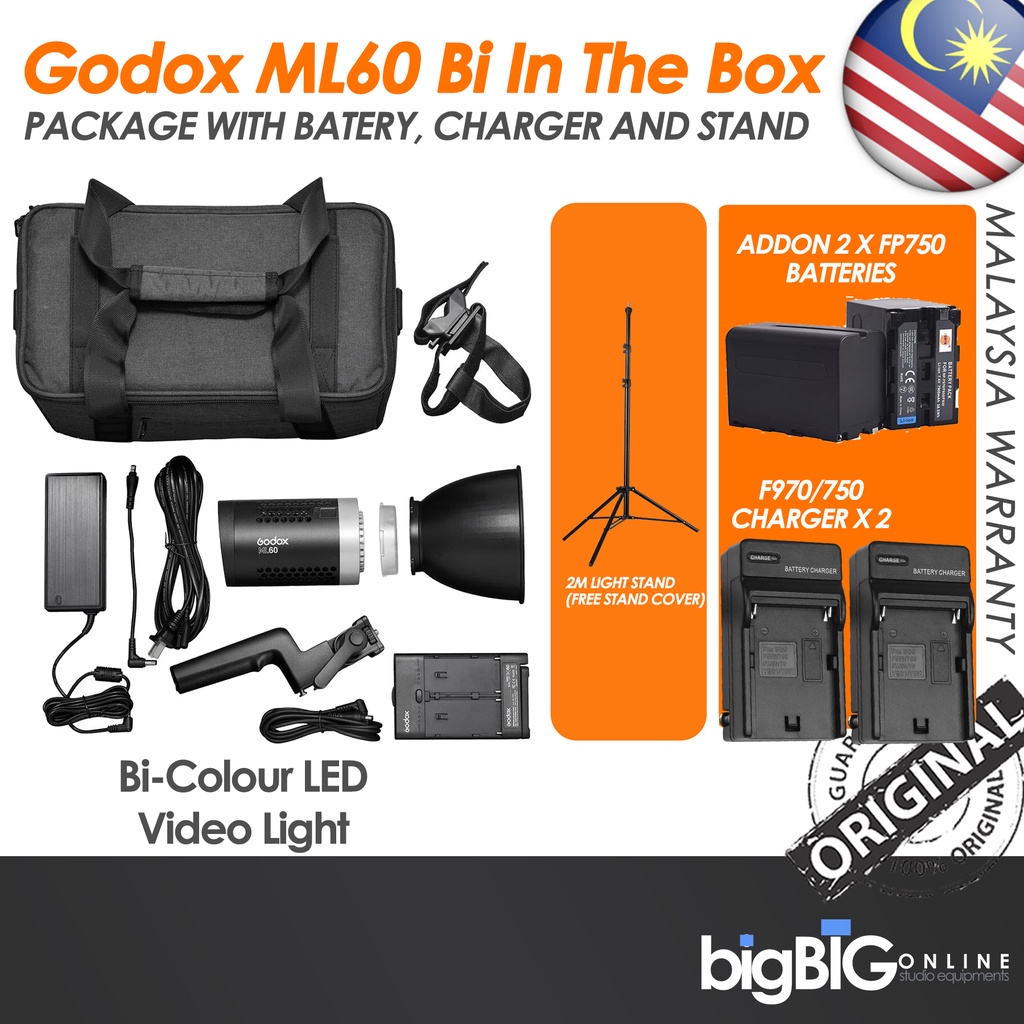 Godox ML60 & ML60 Bi Outdoor LED Light Kit With Softbox and Batteries ...