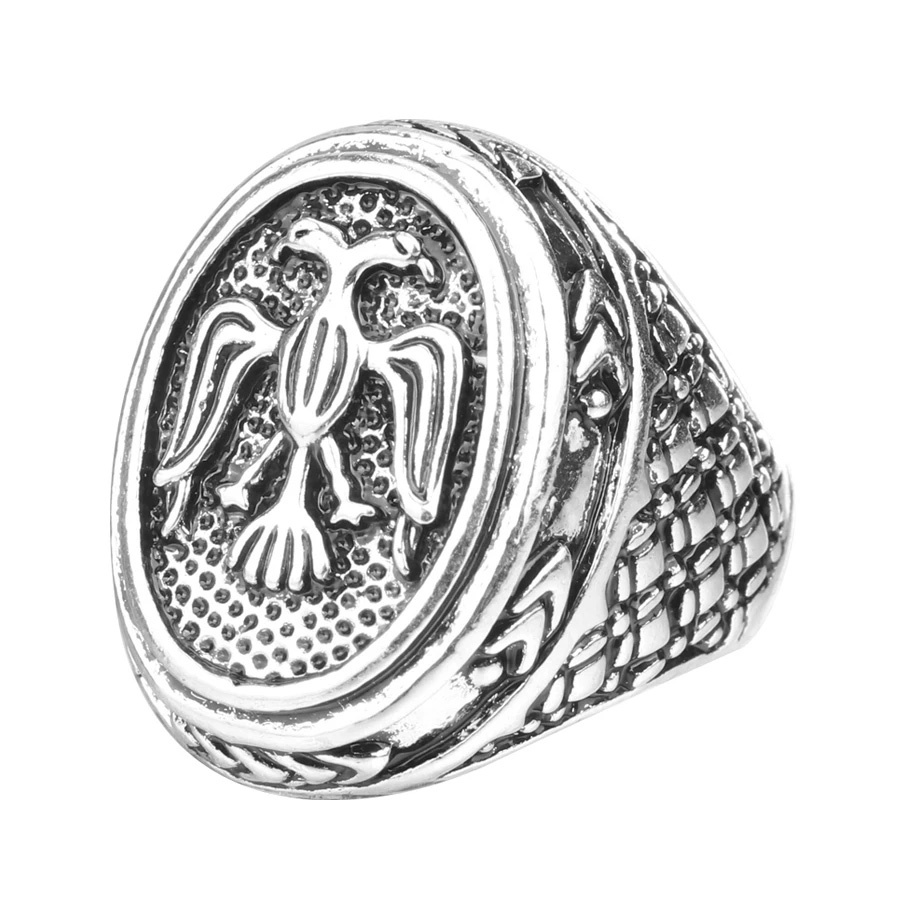 Fashion Punk Silver Color Ring Double-Headed Eagle Rings For Men Size ...