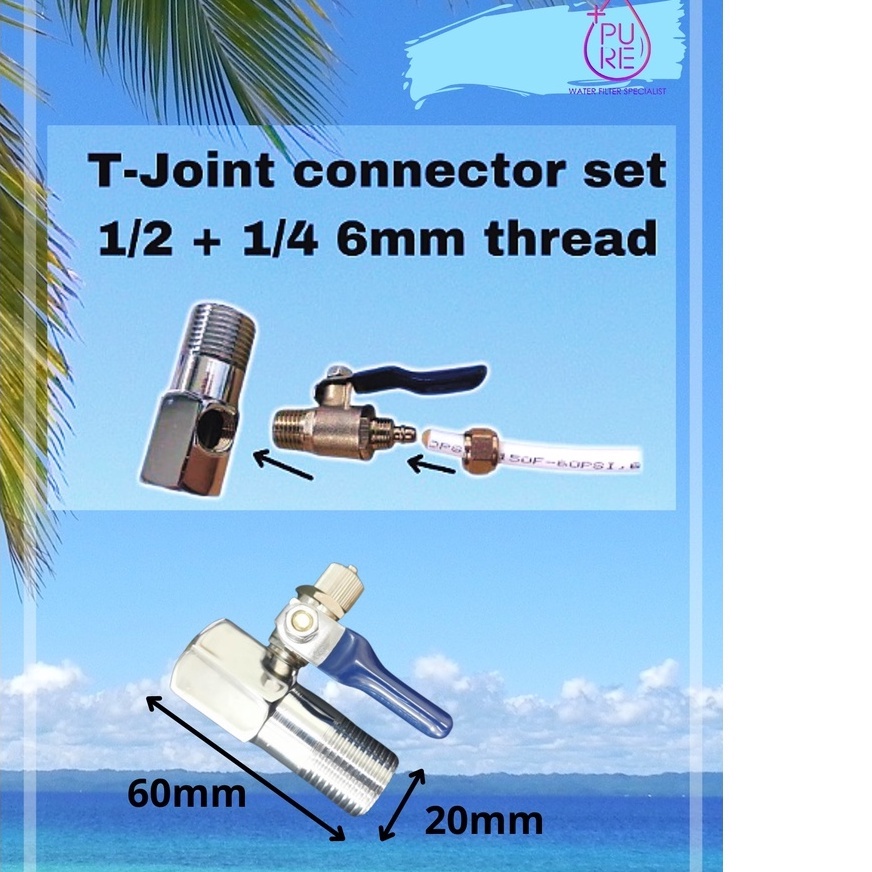 1/2 to 1/4 RO Joint Connector Stainless Steel Water Adaptor Ball Valve ...