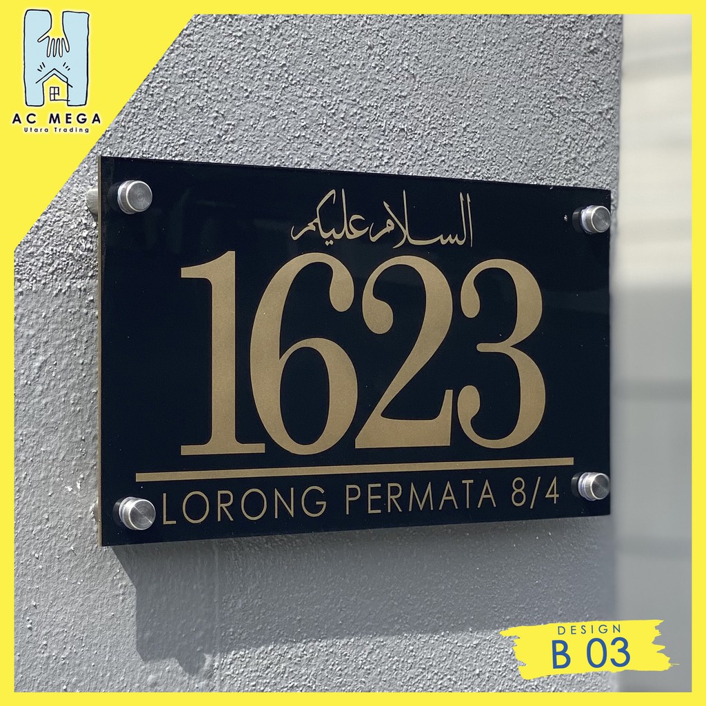 B 03 - house number | nombor rumah | sign plate acrylic | no rumah ...