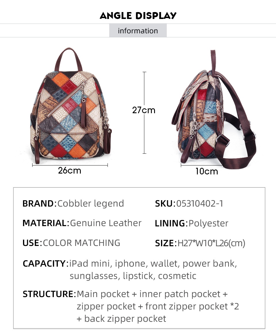 Cobbler Legend Genuine Leather Vintage Women Backpacks Female Soft ...