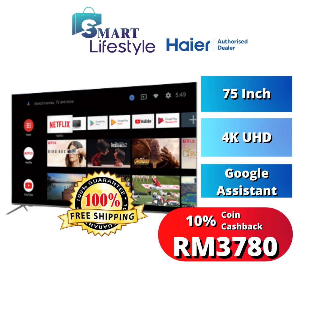 [Free Shipping] Haier 75 Inch 4K UHD Android Series TV H75S5UG | Shopee ...