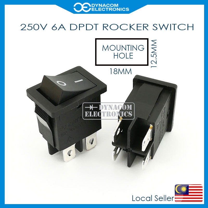 4-Pin DPDT ON/OFF Rocker Switch For Appliances [Suis Untuk Peralatan ...