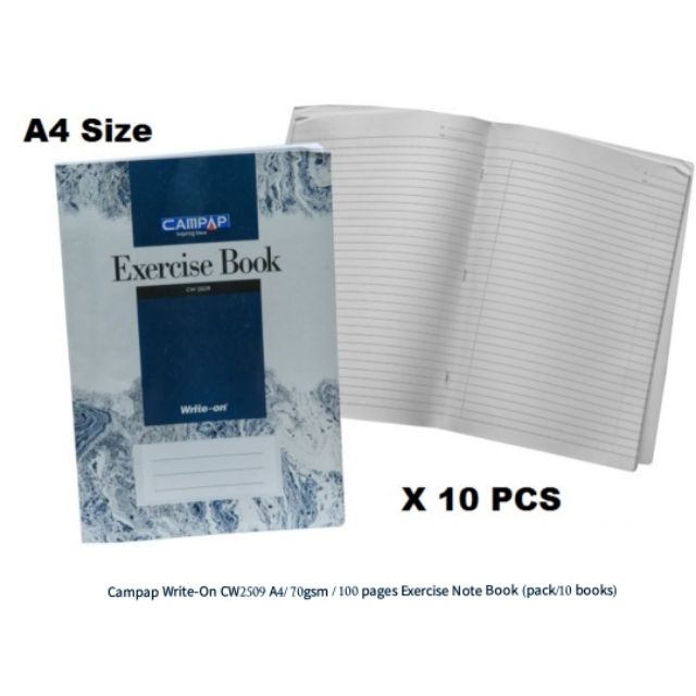 Campap Write-On CW2509 A4/ 70gsm / 100 pages Exercise Note Book (pack ...