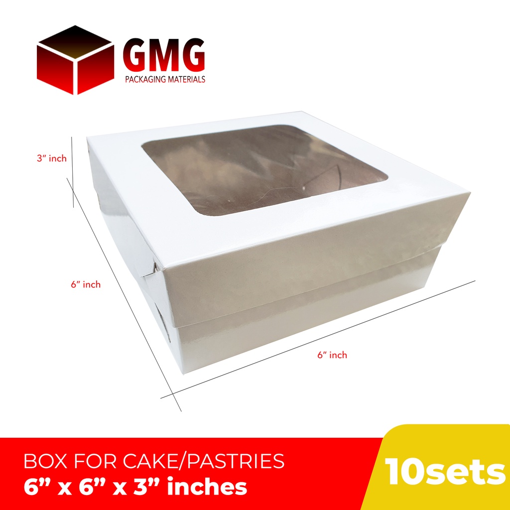 Cake Pastry 4-pc Cupcake Box w/Window 6 x 6 x 3 inches Cover and Box ...