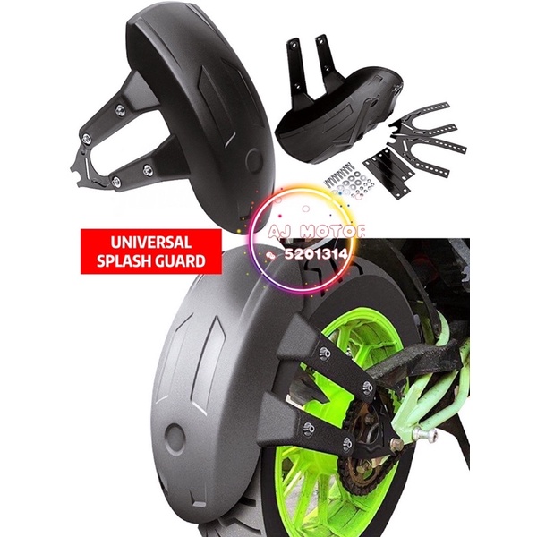 UNIVERSAL MOTORCYCLE SPLASH GUARD CARBON COVER REAR FENDER HUGGER ...