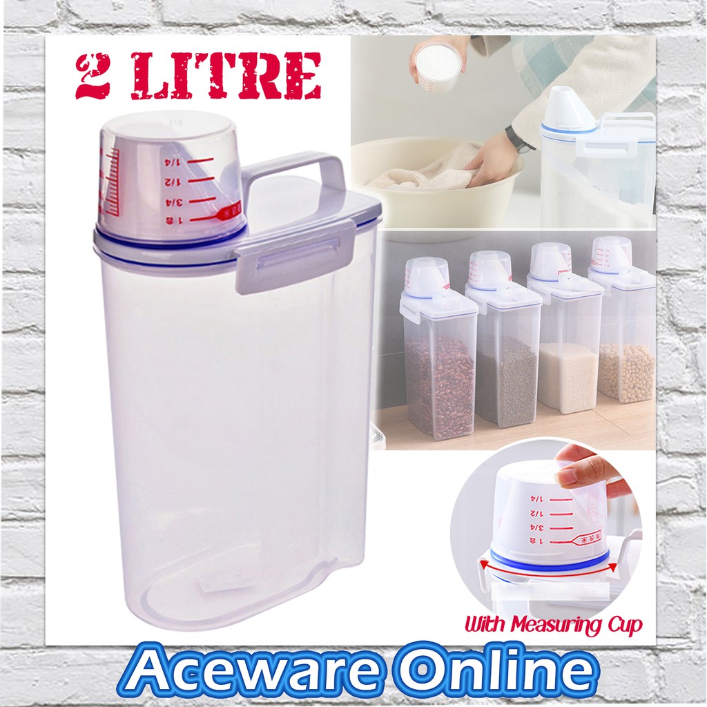 2L Food Container Dispenser Washing Plastic Storage Box Cereal Grain ...