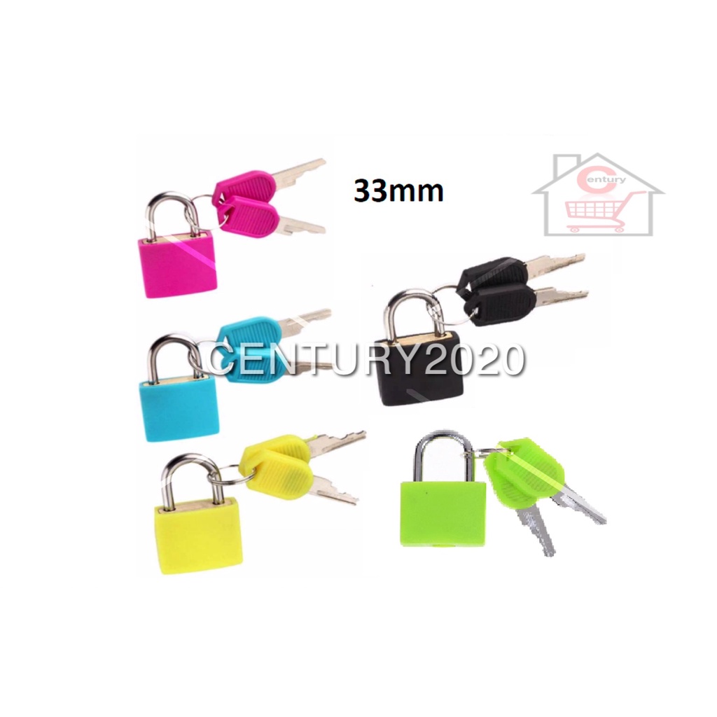 Neon Colored Padlock Plastic Coated 33mm Brass Luggage Alloy Pad Lock ...