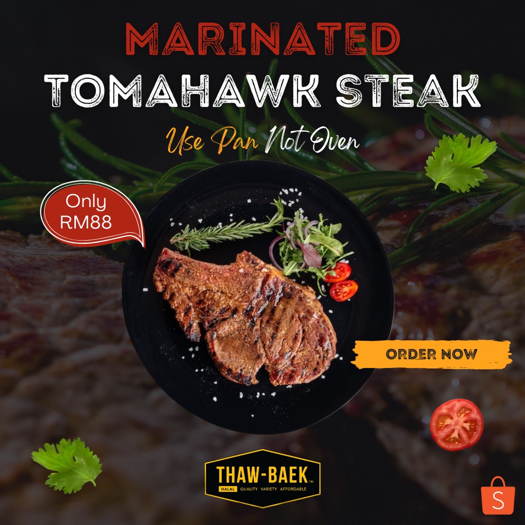 THAWBAEK PREMIUM BABY TOMAHAWK STEAK MARINATED 100% HALAL TOMAHAWK PS GRADE TOMAHAWK PERAP ...