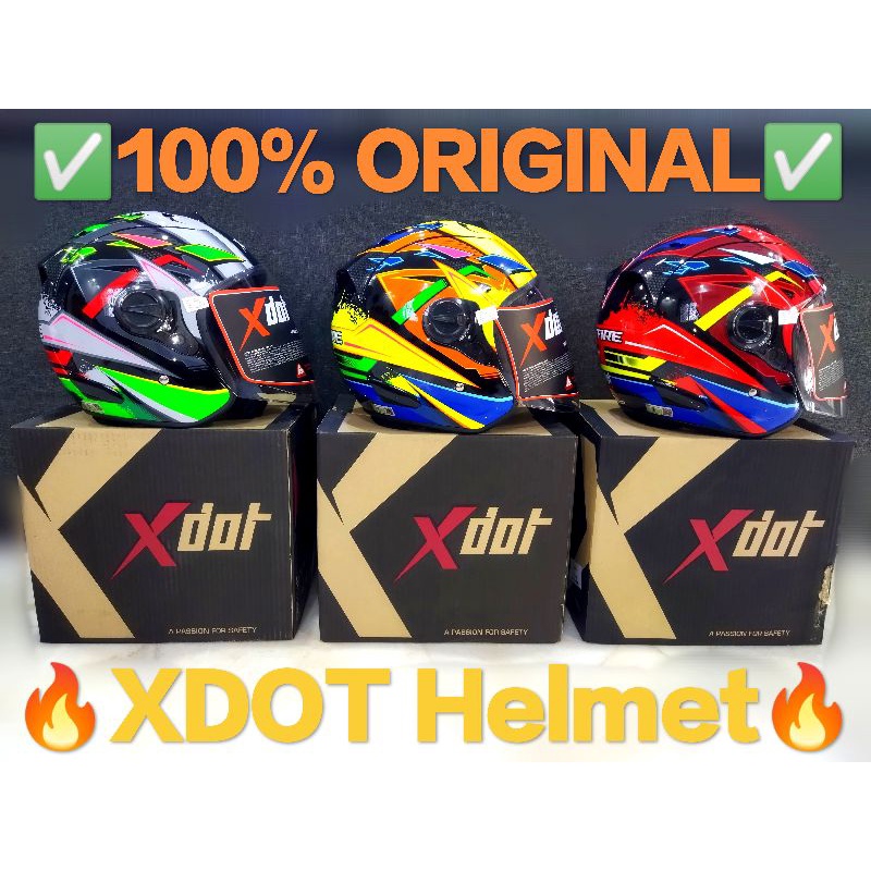 Xdot Helmet G626A SPITFIRE GREEN/YELLOW/RED 100%ORIGINAL!!! | Shopee ...