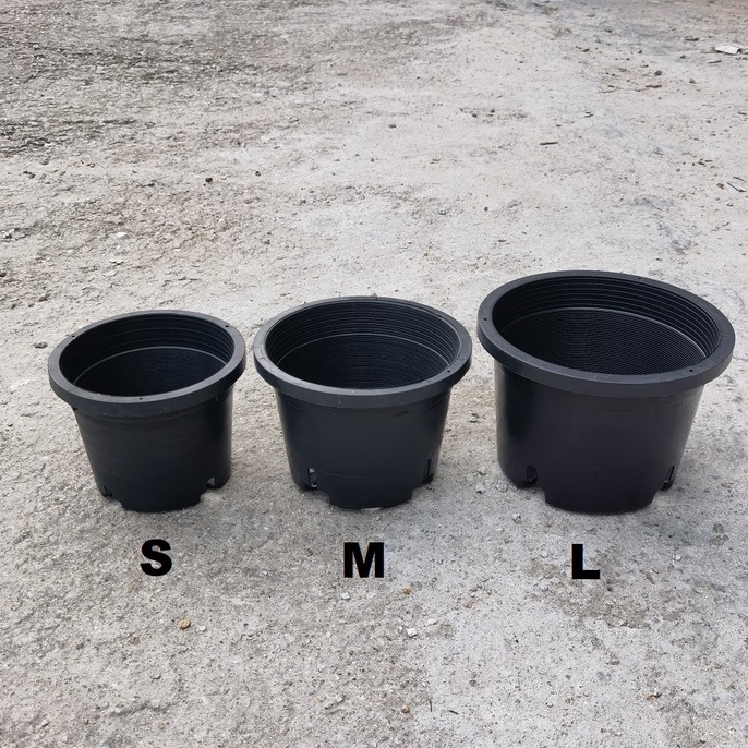 Black Plastic Pot With Holes | Orchid Pot | Flower Pot | Pasu Bunga ...