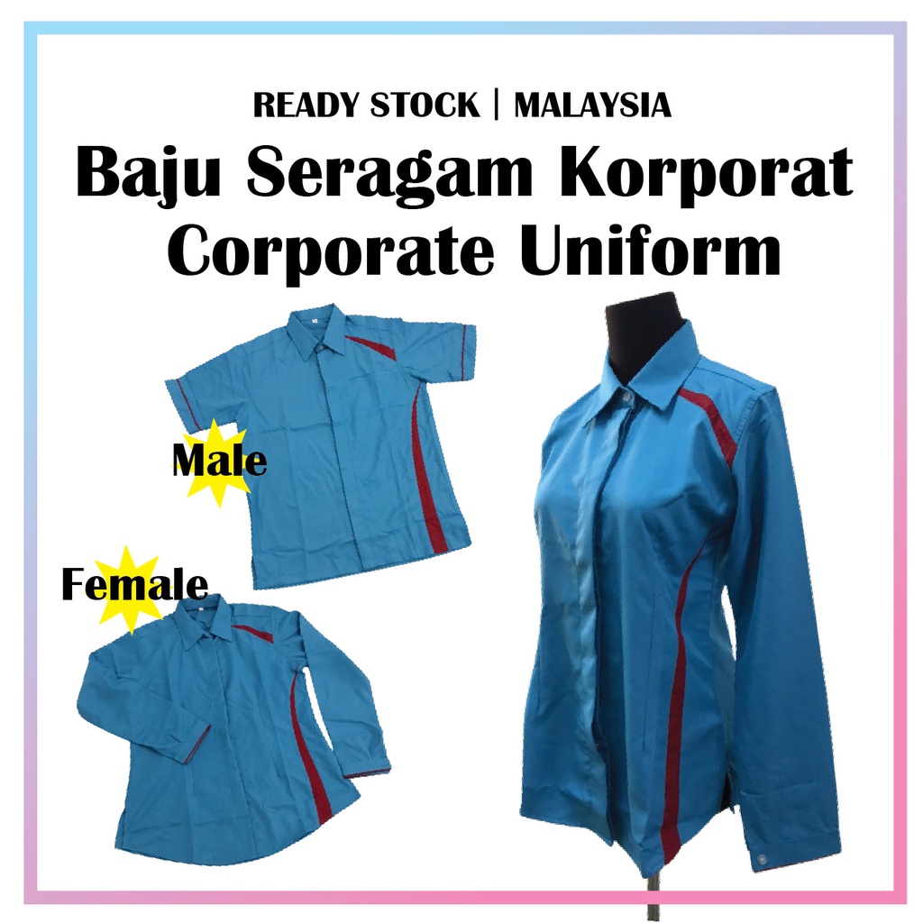 Baju Seragam Korporat Corporate Uniform Set Formal Office Shirts Blue ...