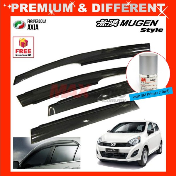 PERODUA AXIA MUGEN Door Visor Grade A Premium Acrylic Smoke Black Rain Guard Window Car Air Press Shopee Malaysia