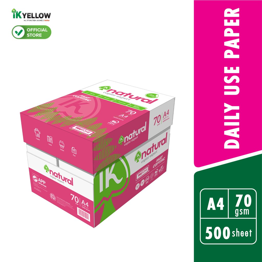 IK Natural 500s 70gsm A4 Paper 1 Carton Box (5 Reams) (500 sheets/ream ...
