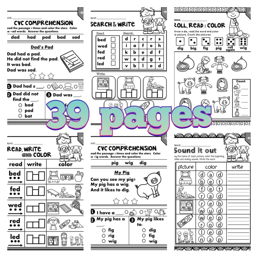 (013) Reading Comprehension CVC fluency | phonics worksheet for ...