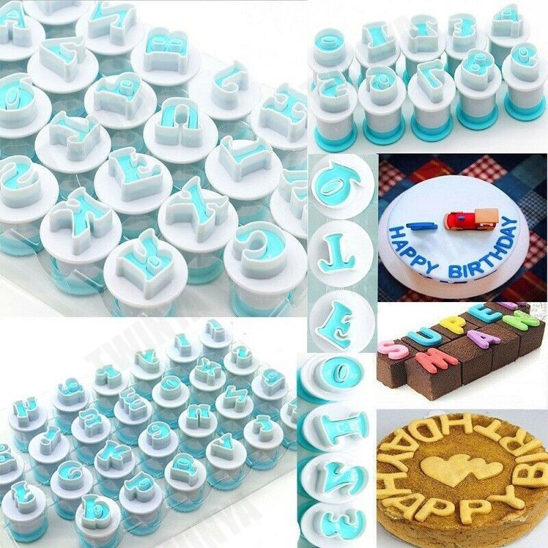 26 Huruf Alphabet Number Letter Cookie Biscuit Stamp Mold Cake Cutter ...