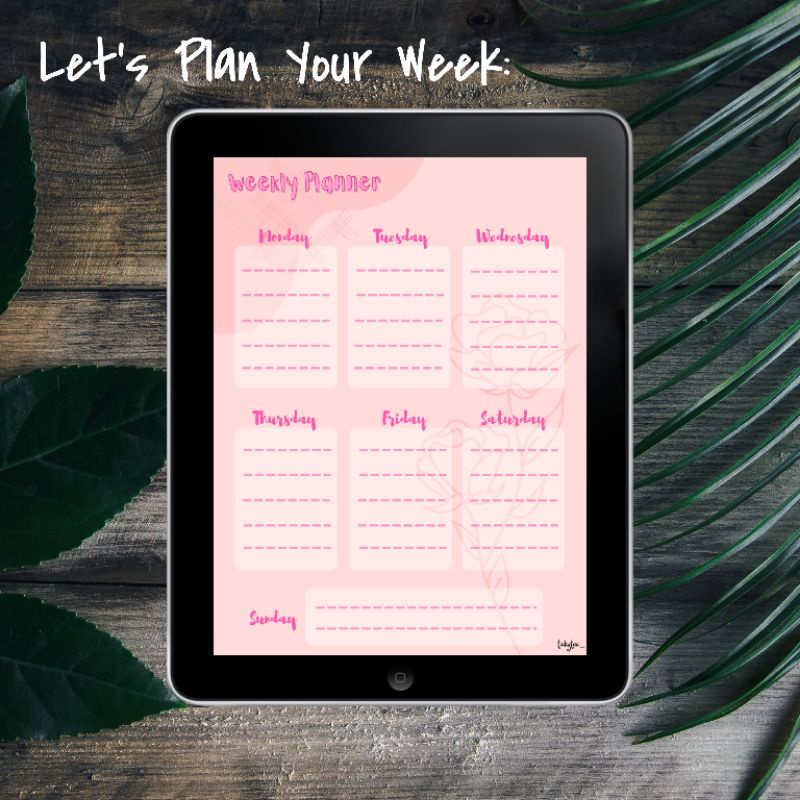 Printable Weekly Planner (PDF) - Pink | Shopee Malaysia