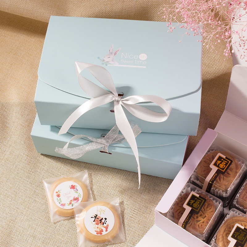 Green Bunny Baking Box 6 Cavity 50g Mooncake Box Cookies Box 绿色玉兔烘焙包装盒6 ...