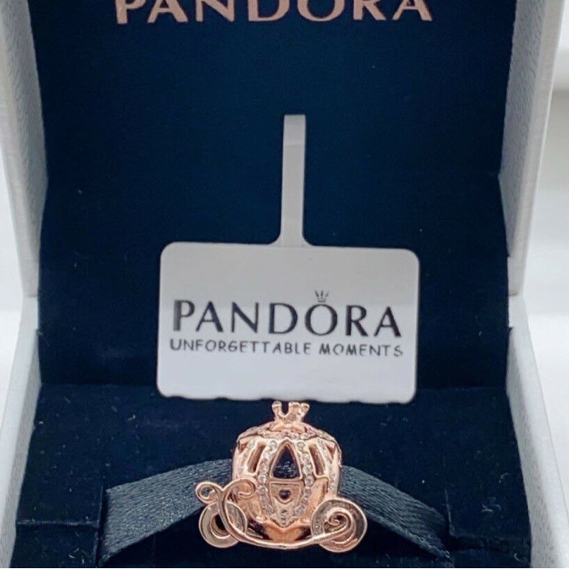 Pandora Disney Rose gold Cinderella Sparkling Carriage Charm 789189C01 ...