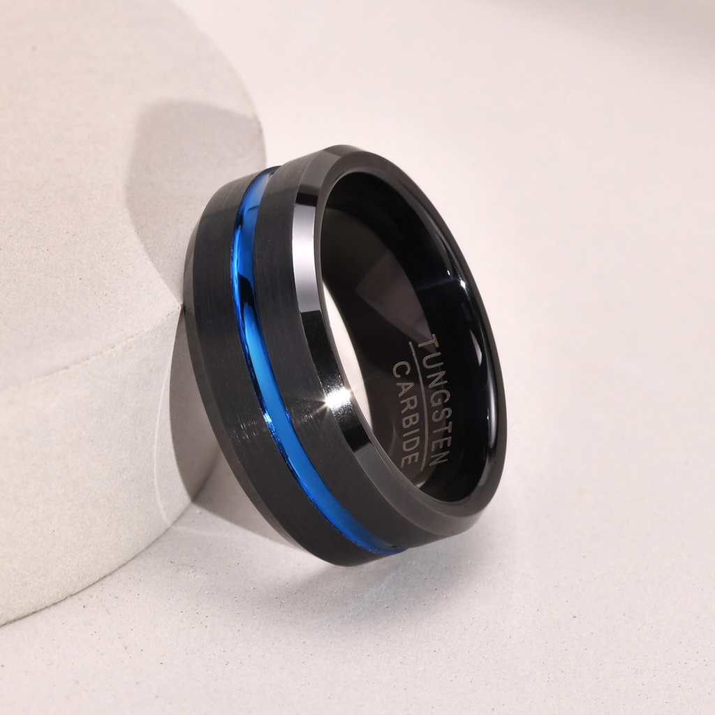 Vnox Fashion Men Tungsten Steel Brushed Black Room Ring | Shopee Malaysia