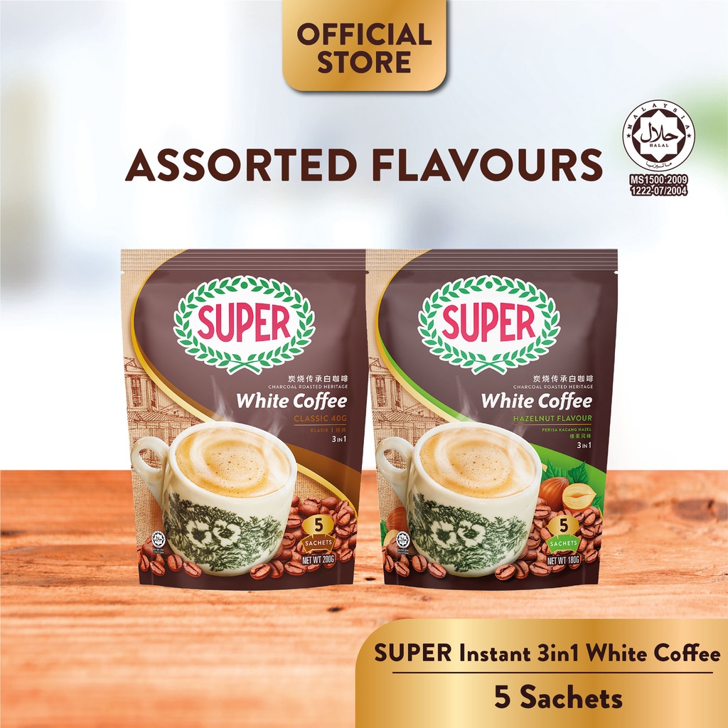 SUPER Instant 3in1 White Coffee, 5 sachets [HALAL] | Shopee Malaysia