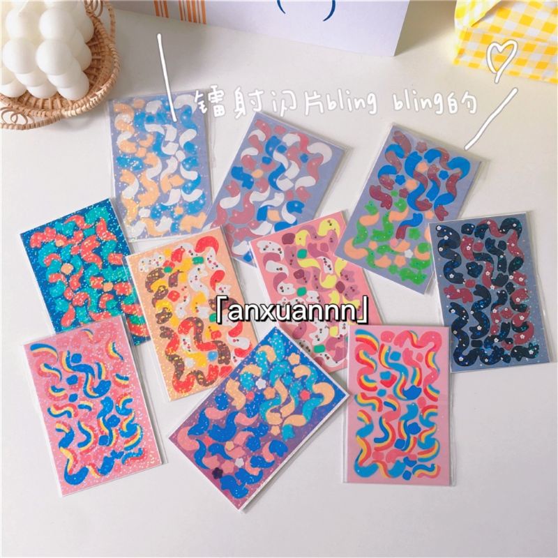 Korea ins style Glitter Sticker Ribbon Aesthetic Stickers Scrapbook ...