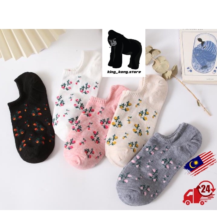 [READY STOCK]King_Kong Korean Women's Socks SUMMER FLOWER Ankle Socks ...