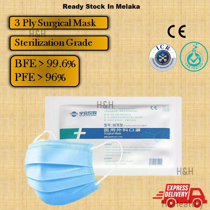 Premium Surgical Face Mask 3 & 4 Ply PFE 96% BFE 99.6% 10pcs Bundle ...