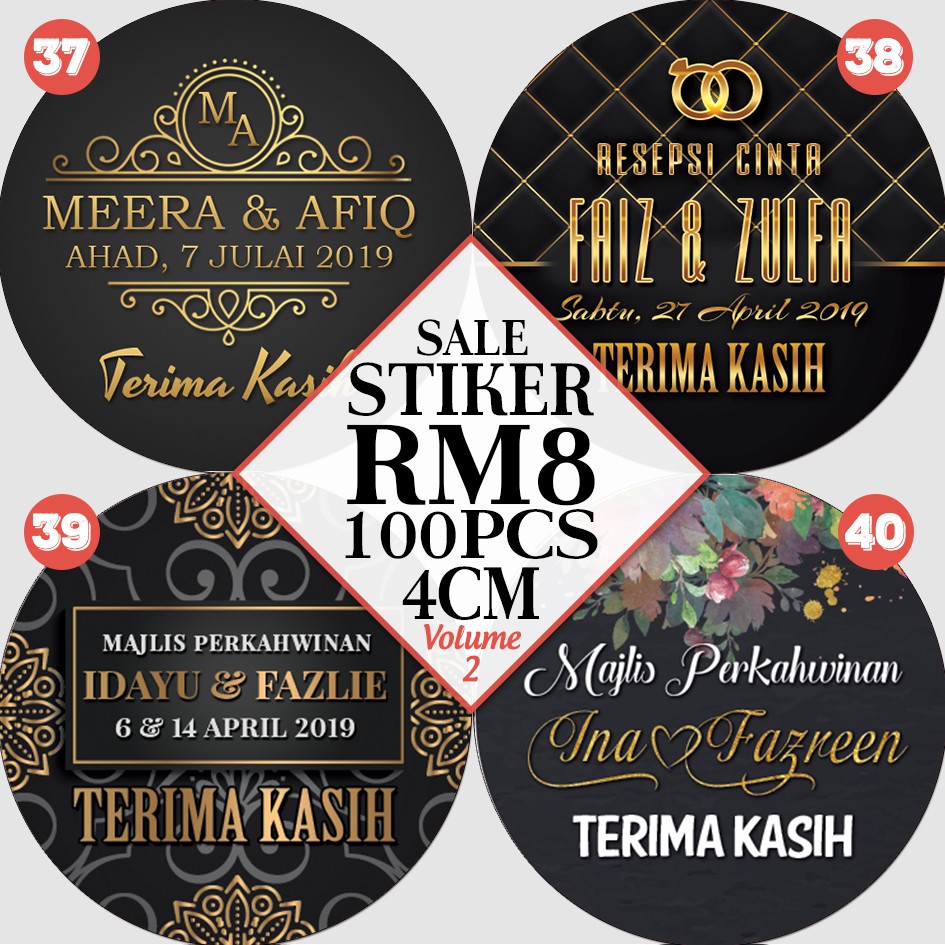 STICKER KAHWIN DOORGIFT LABEL STIKER MURAH 4CM 100pcs | Shopee Malaysia