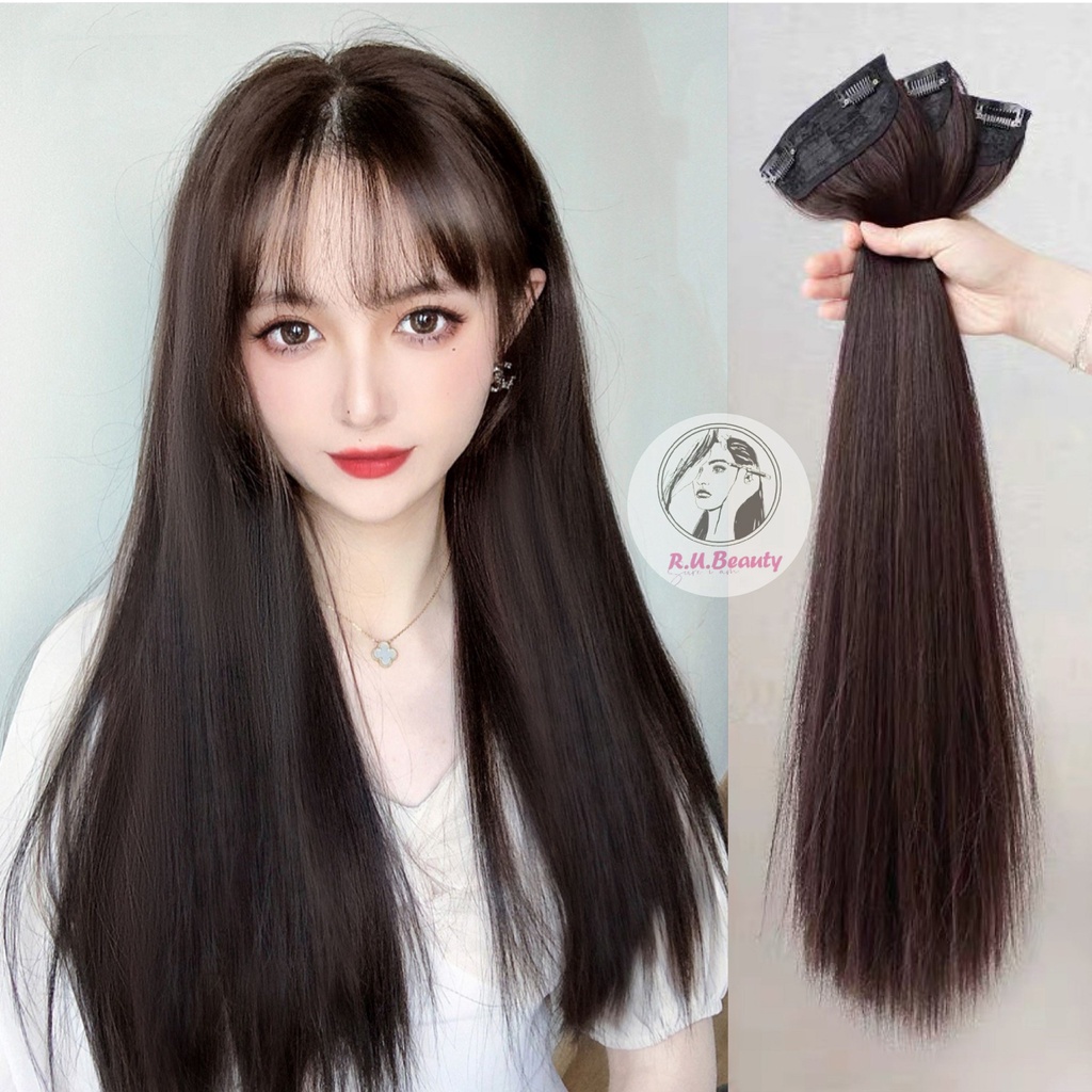 Start Clearing Stock Hair Peach Set 3 Bundles Straight Raft Fake Wigs ...