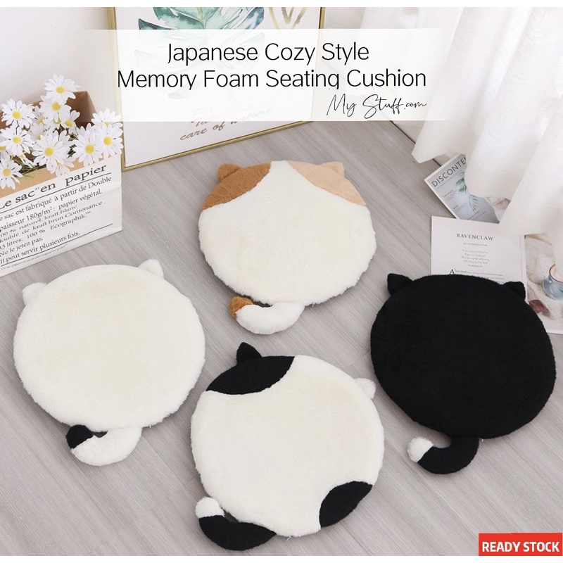 Mystuff Insta Cute Cat Shape Cozy Memory Foam Fluffy Fur Seat Cushion ...